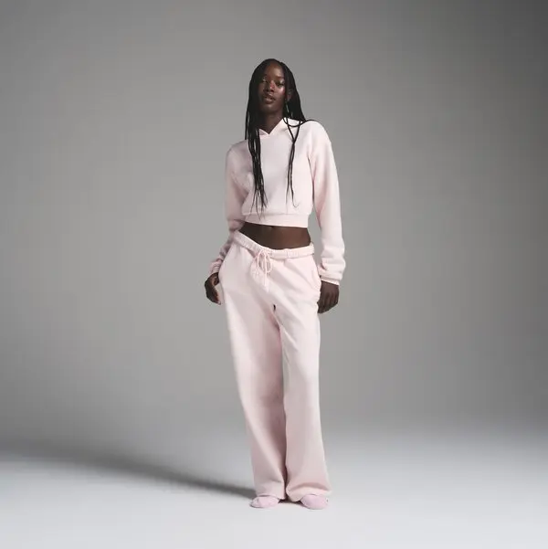 Skims Cotton Fleece Shrunken Hoodie - Barely Pink | Editorialist